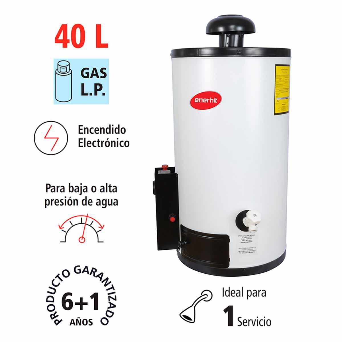 Calentador de Depósito IUSA Enerhit, 40 L Gas LP.