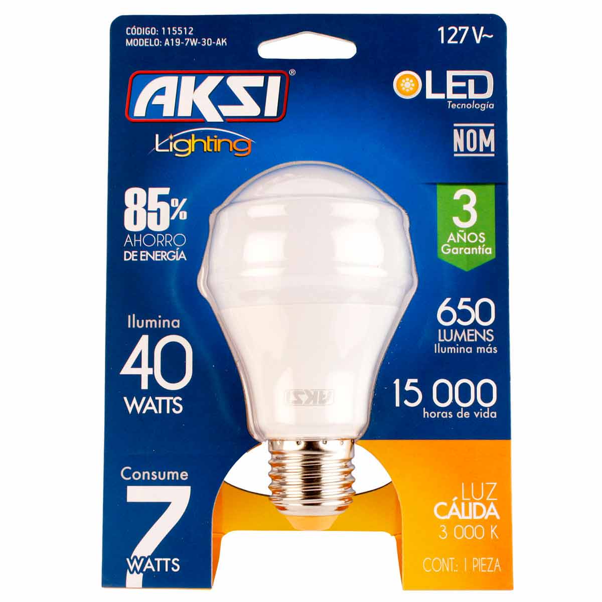 Foco Led de Luz Cálida Aksi 7W | Chedraui