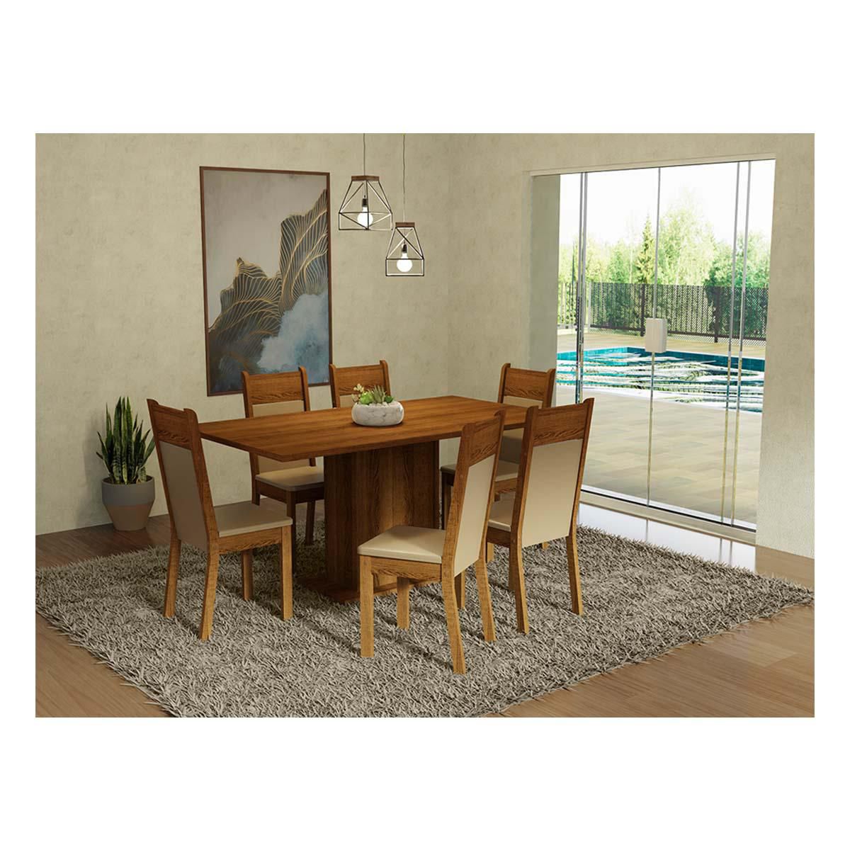 Comedor Madesa Mesa Tablero de Madera 6 Sillas Marrón Augusta