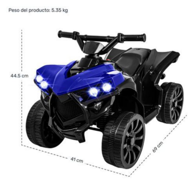 Montable Cuatrimoto Mini Electrica Infantil 25w 3 Km/h 6v Color Azul Little Monkey