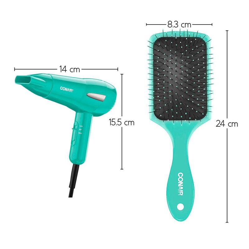 Secador de viaje kit complete color turquesa Conair Mod: CB245PPES