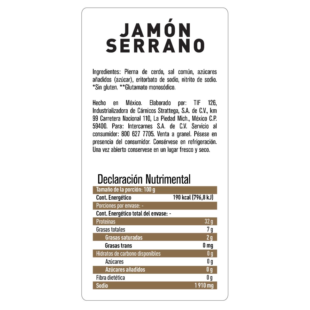Jamón Serrano Selecto Parma por Kg | Chedraui