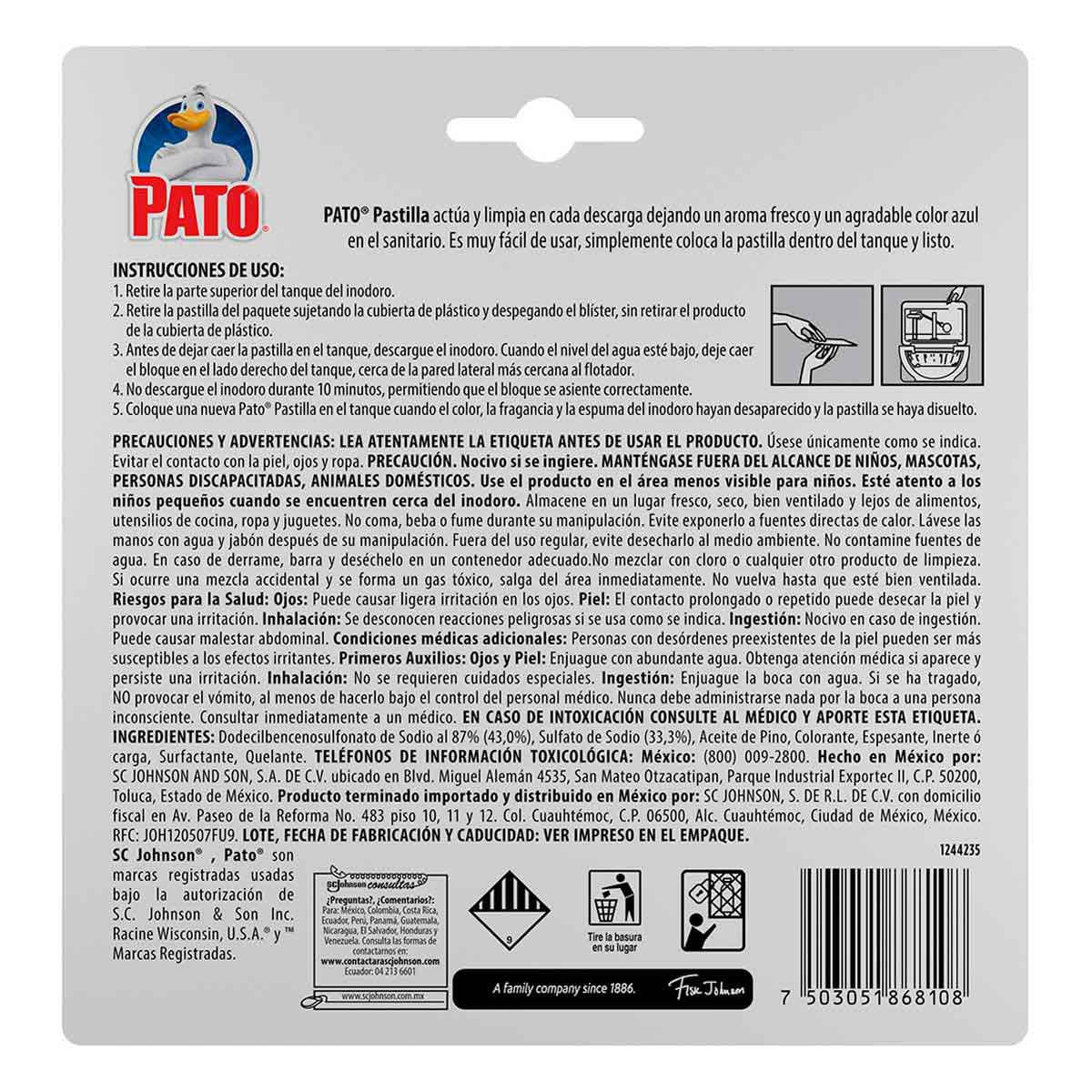 Pastilla Limpiadora de Sanitarios Pato Azul Aroma Refrescante 120g ...