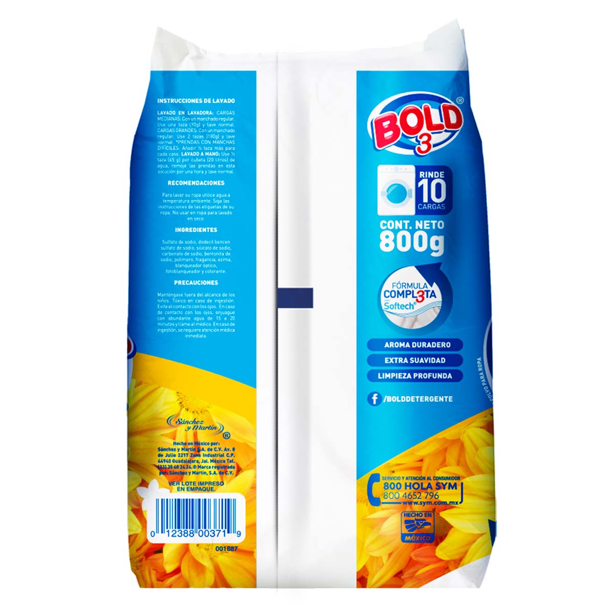 Detergente en Polvo Bold 3 Aromas Primavera 800g | Chedraui