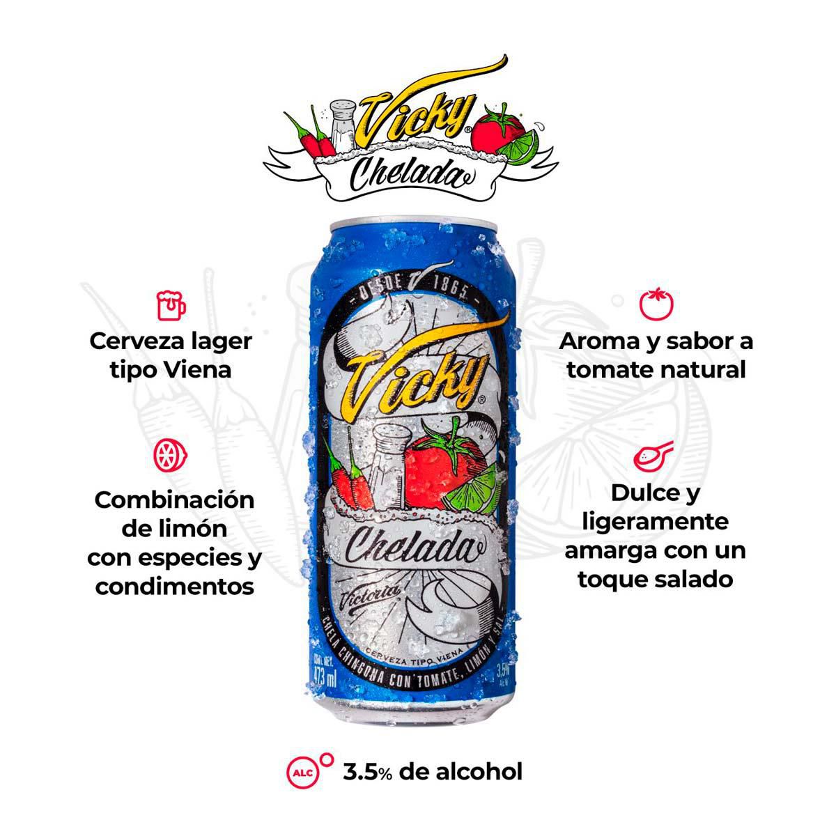 Cerveza Vickychelada 4 Pack Latón 473ml | Chedraui